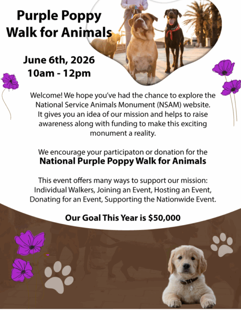 Purple Poppy Walk for Animals 2026 - National Service Animals Monument